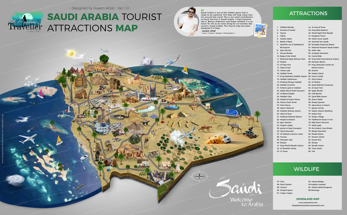 Saudi Arabia Complete Tourist Attractions Map – The Pakistani Traveller ...