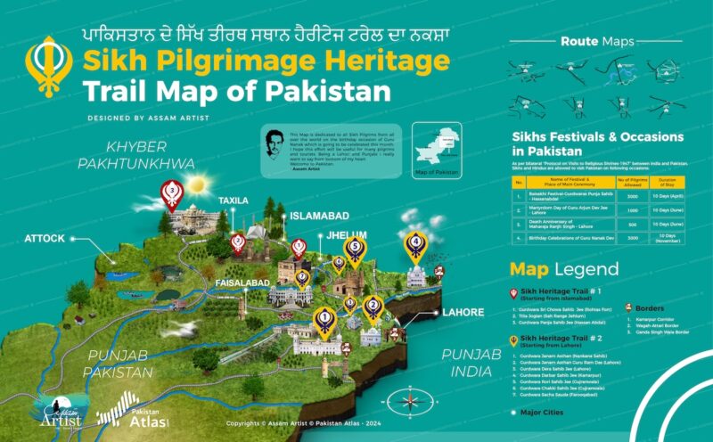 Sikh Tourist Map | The Pakistani Traveller Assam Artist with Green Passport